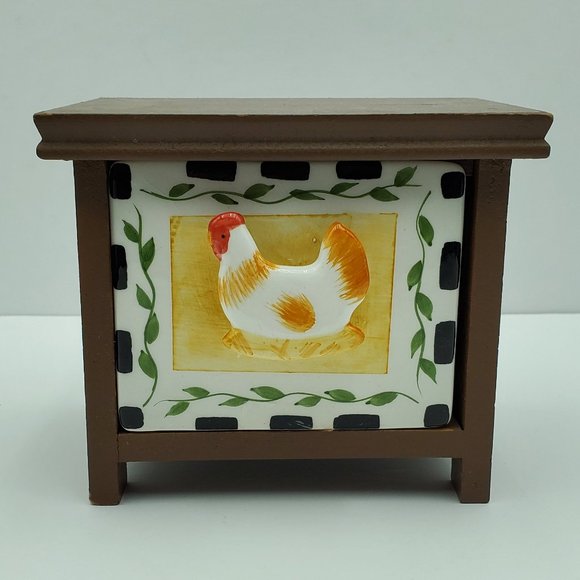 Storage Box | Accents | Wooden Salt Box Spice Cabinet Ceramic Drawer ...